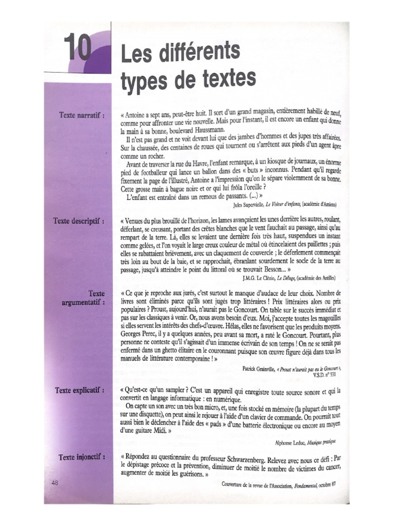 Les Différents Types de Texte Et Leur Fonction | PDF