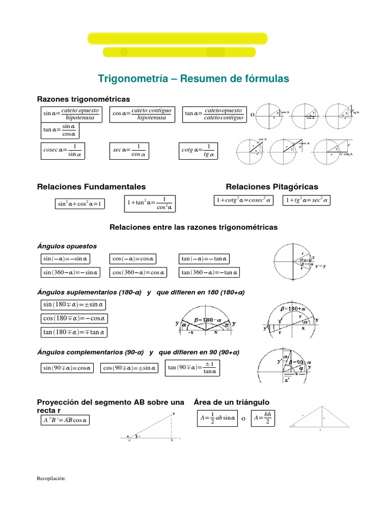 Formulas de Trigonometria | PDF | Funciones trigonométricas | Trigonometría