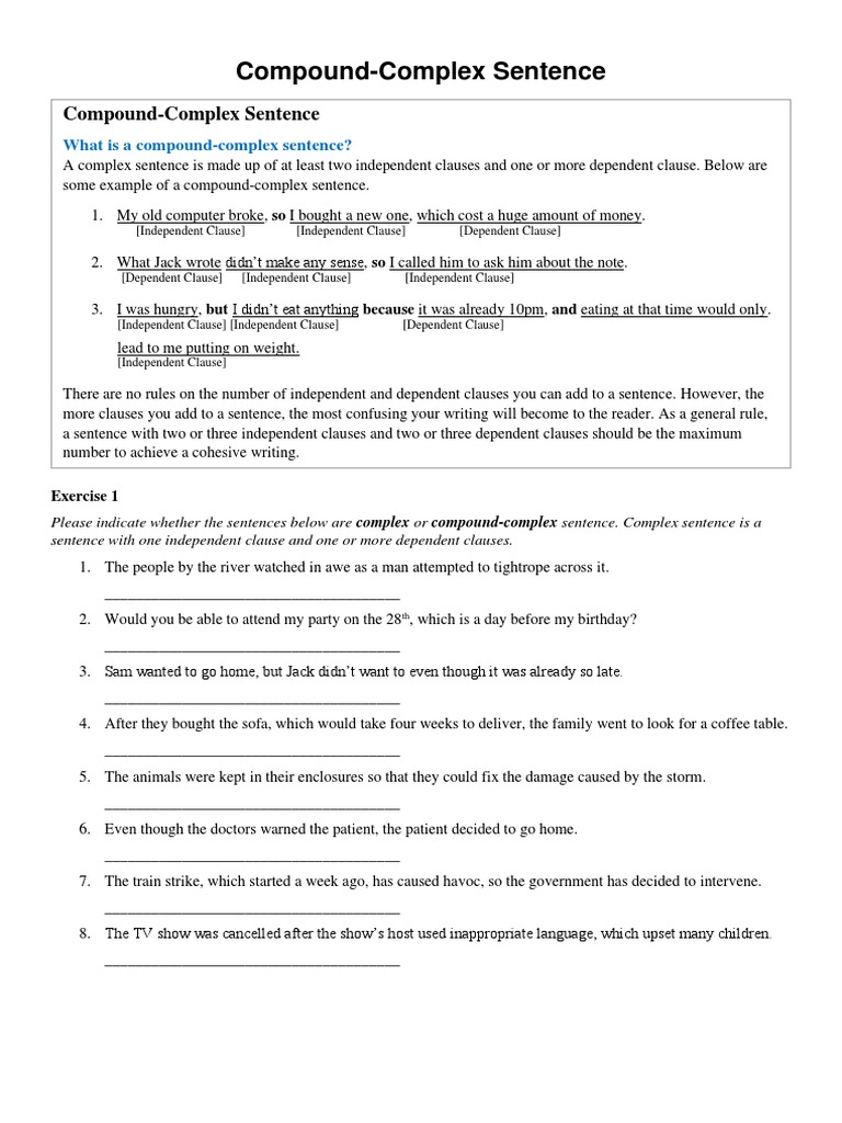 Compound Complex Sentence | PDF | Sentence (Linguistics) | Language Mechanics