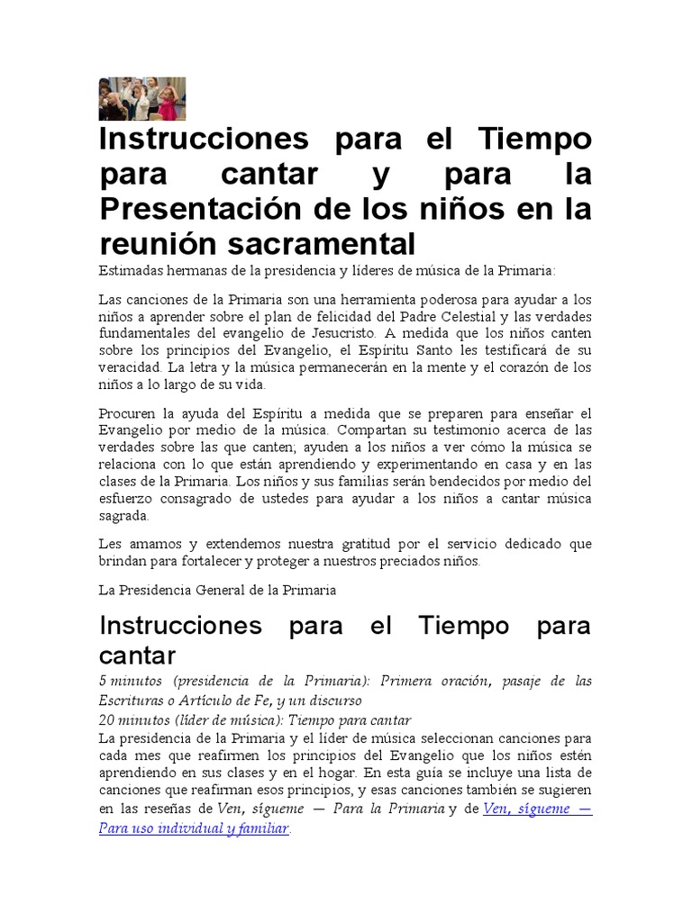 Instrucciones para El Tiempo para Cantar | PDF | Canciones | Fe