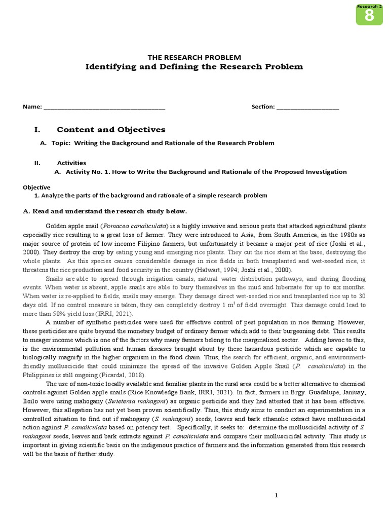 2nd Quarter - 1st Activity Writing The Background and Rationale | PDF ...