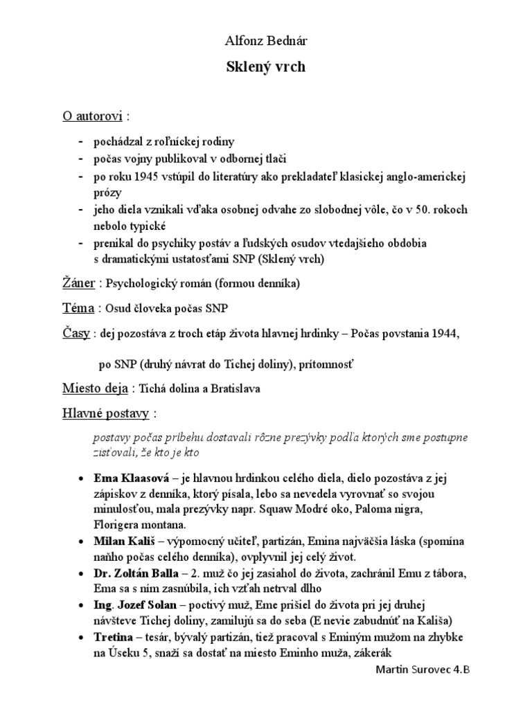 Alfonz Bednár - Sklený VRCH | PDF