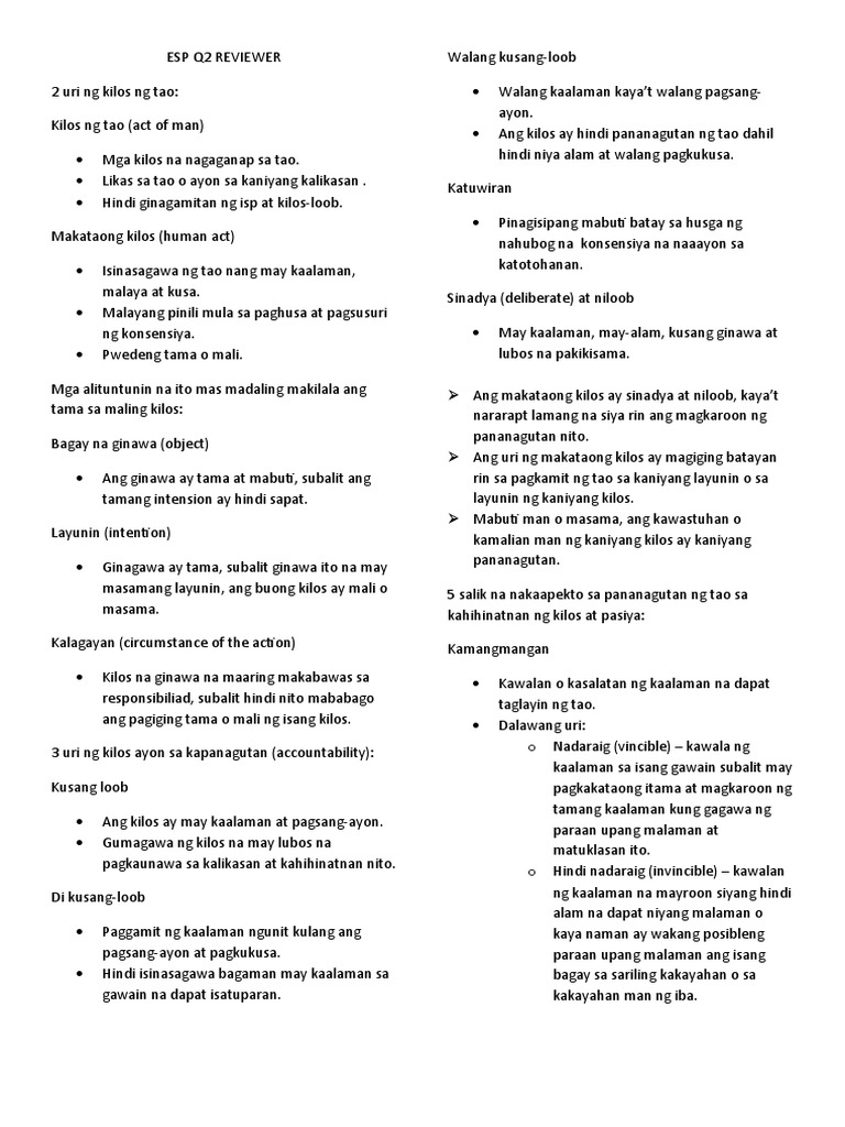 Quarter 2 Esp 10 Reviewer | PDF