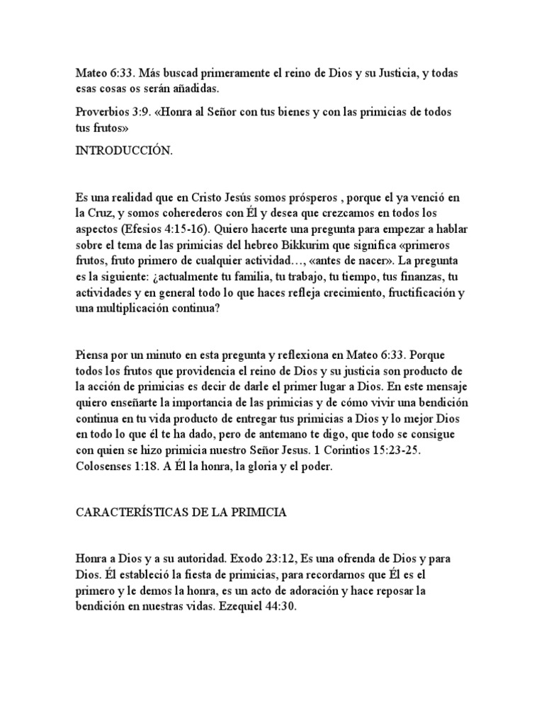 El Poder de las Primicias Bíblicas | PDF | Resurrección | Jesús