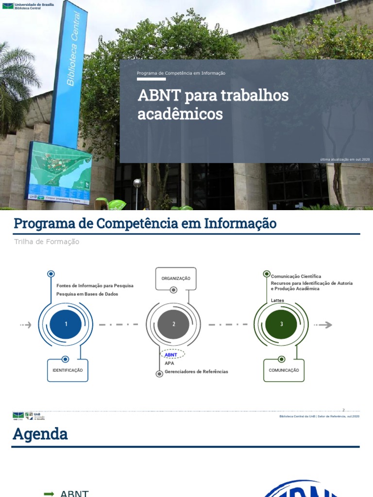 Slides ABNT para trabalhos acadêmicos UnB-BCE | PDF | Citação | Bibliotecas