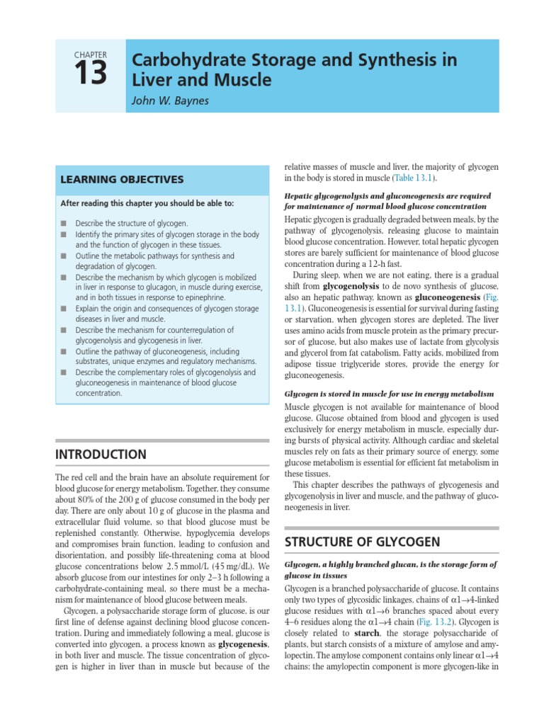Book Chapter Carbohydrate Storage and Metabolism | Download Free PDF ...