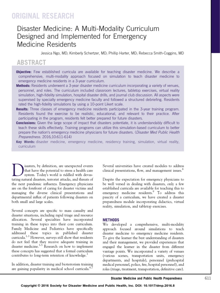 Disaster Medicine - A Multi-Modality Curriculum Designed and ...
