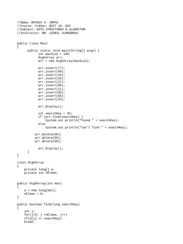 Array Data Structure Implementation | PDF