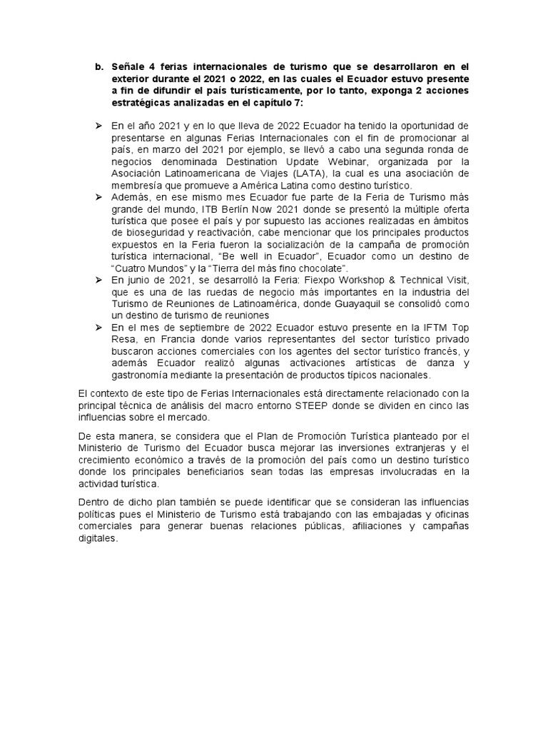 Actividad 4 B C Pdf Turismo Economias