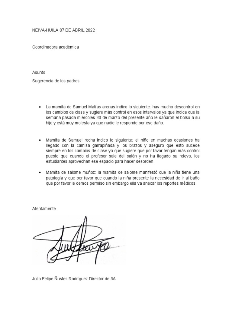 Sugerencias Primer Periodo 3A | PDF