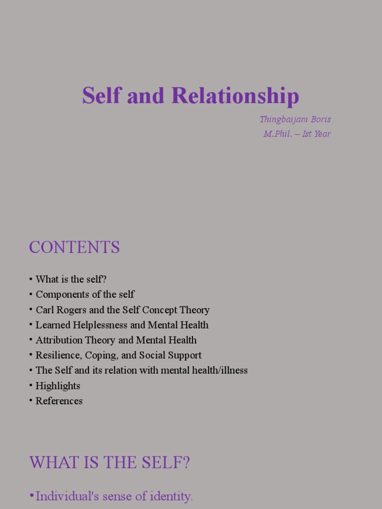 Self in Relation to Mental Health | PDF | Self Esteem | Self Concept