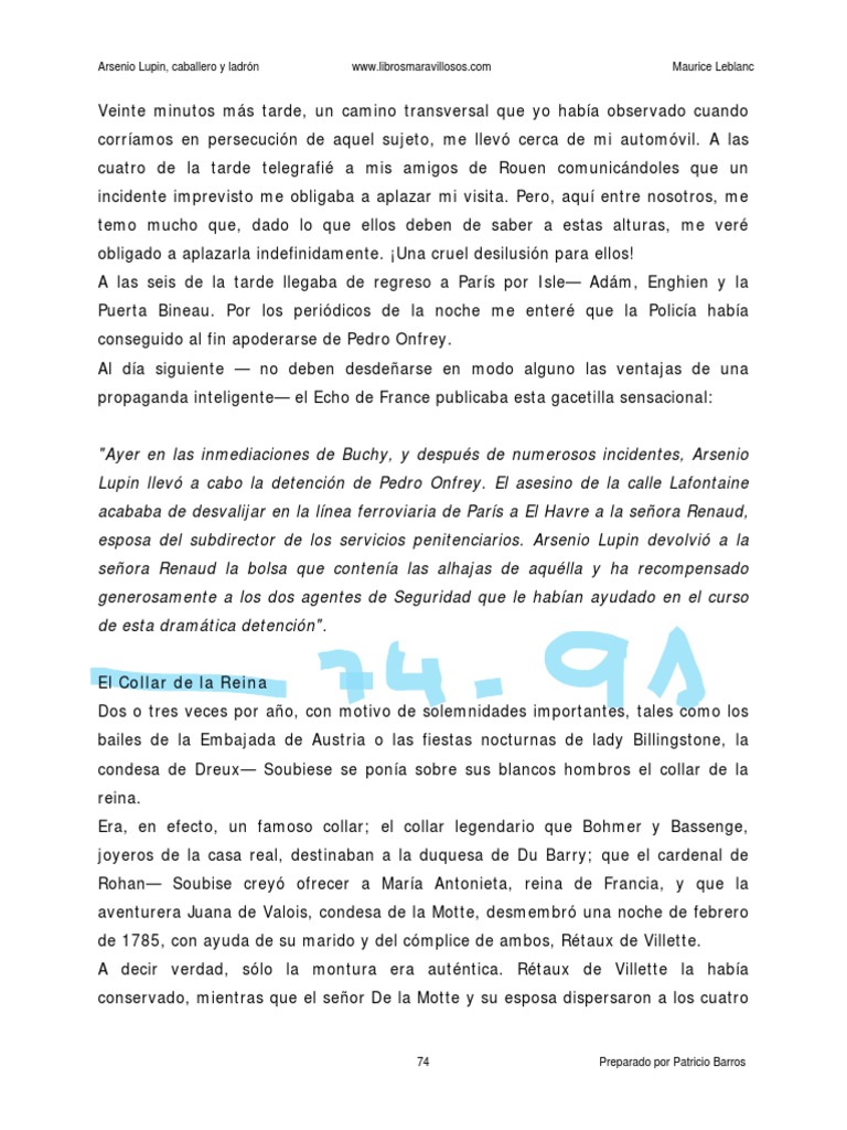El Collar de La Reina | PDF | Arsène Lupin