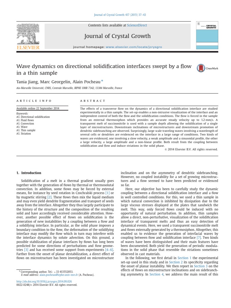 Jiang Et Al - 2015 - Wave Dynamics On Directional Solidification ... Jiang Et Al - 2015 - Wave Dynamics On Directional Solidification ...