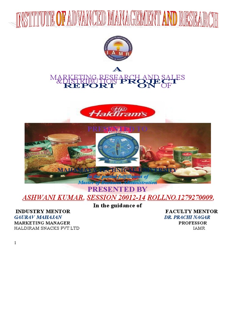 Marketing Project Report On Haldiram S | PDF | Retail | Marketing