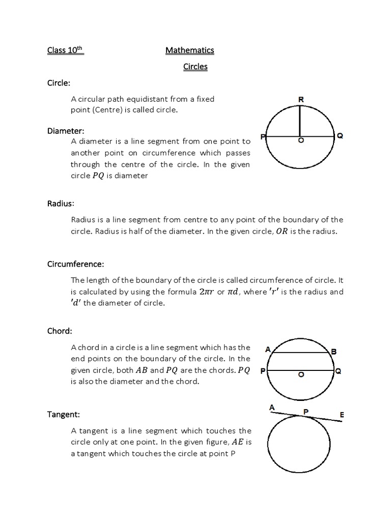 Chapter 10th Circles | PDF | Circle | Trigonometric Functions