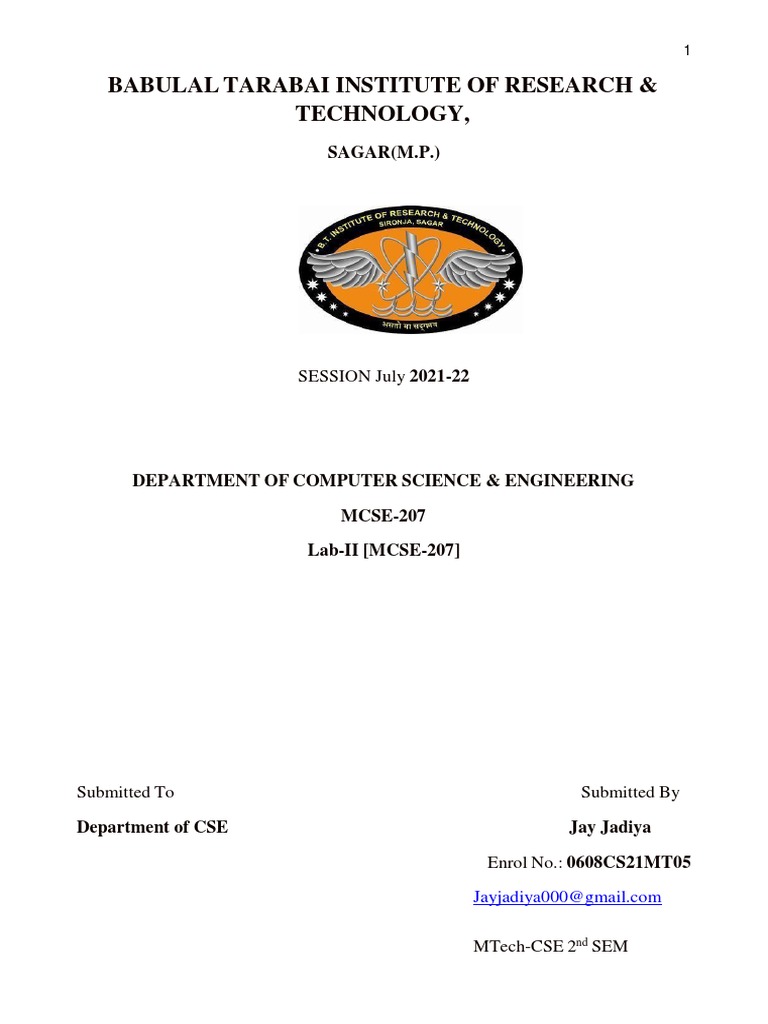 Jay MTech 2nd Sem LAB207 | PDF | Databases | Programming