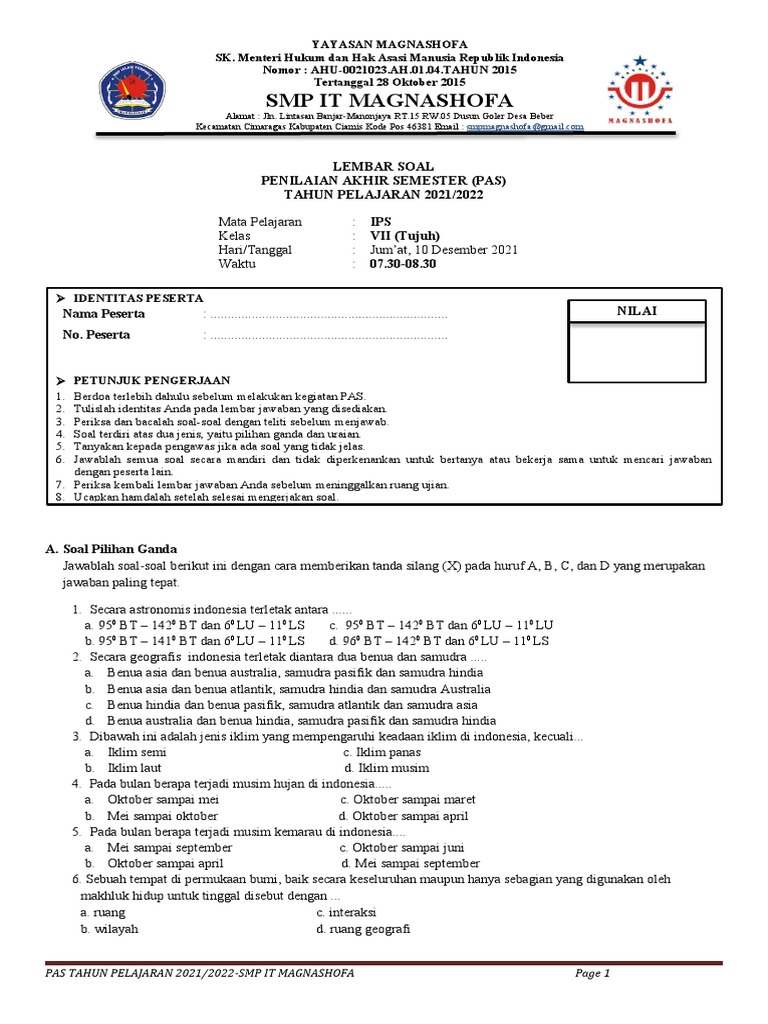 Pas Ips Kelas 7 | PDF