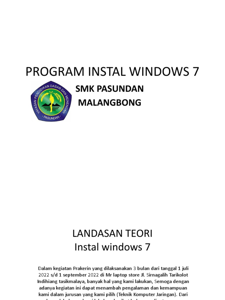 Cara Instalasi Windows 7 | PDF