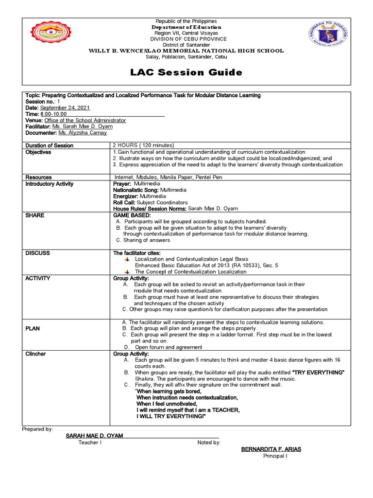 LAC Session Guide Localization | PDF | Learning | Communication