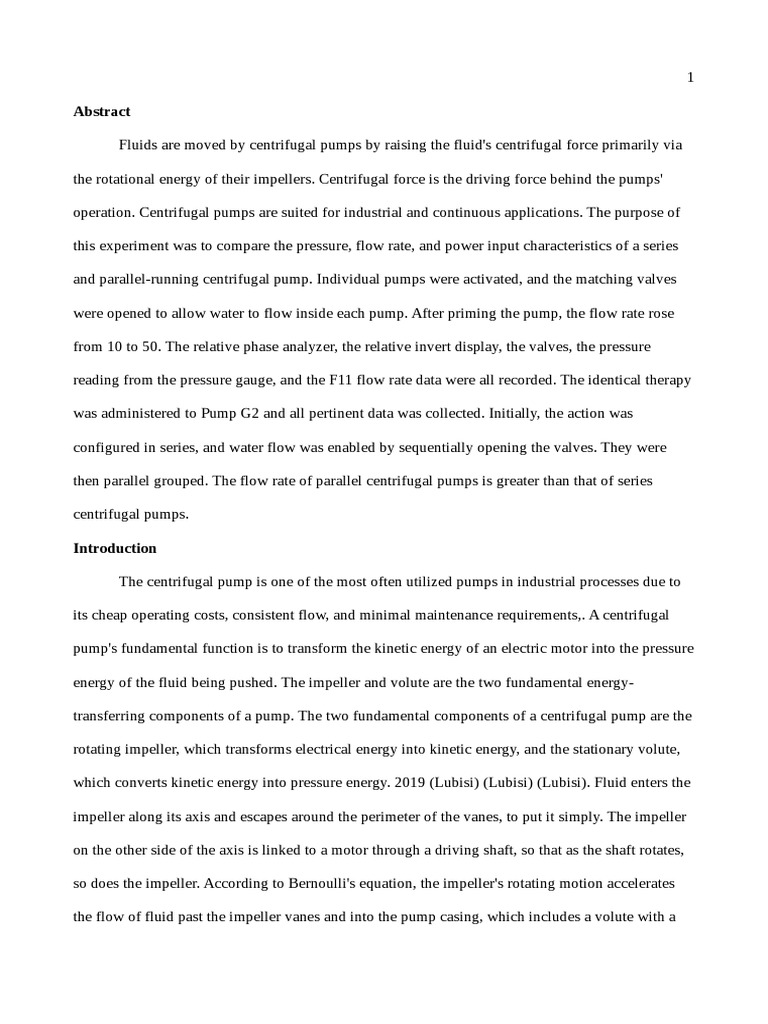 Centrifugal Pump Final Lab Report | PDF | Pump | Fluid Dynamics