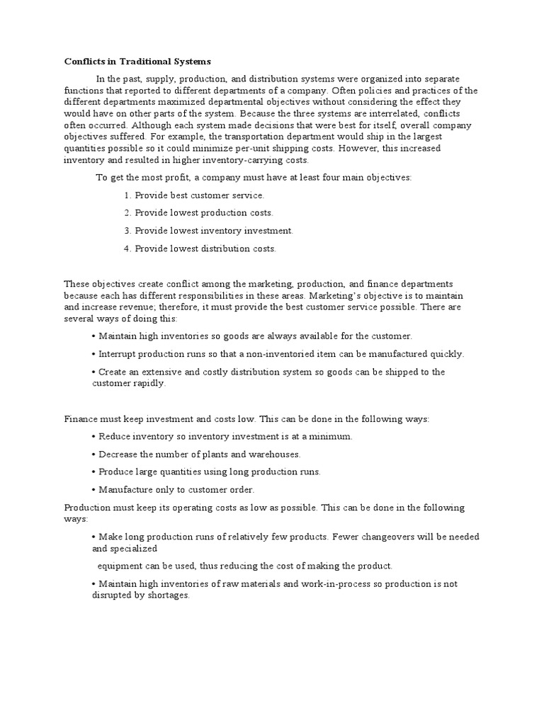 Conflicts in Traditional Systems | PDF | Inventory | Marketing