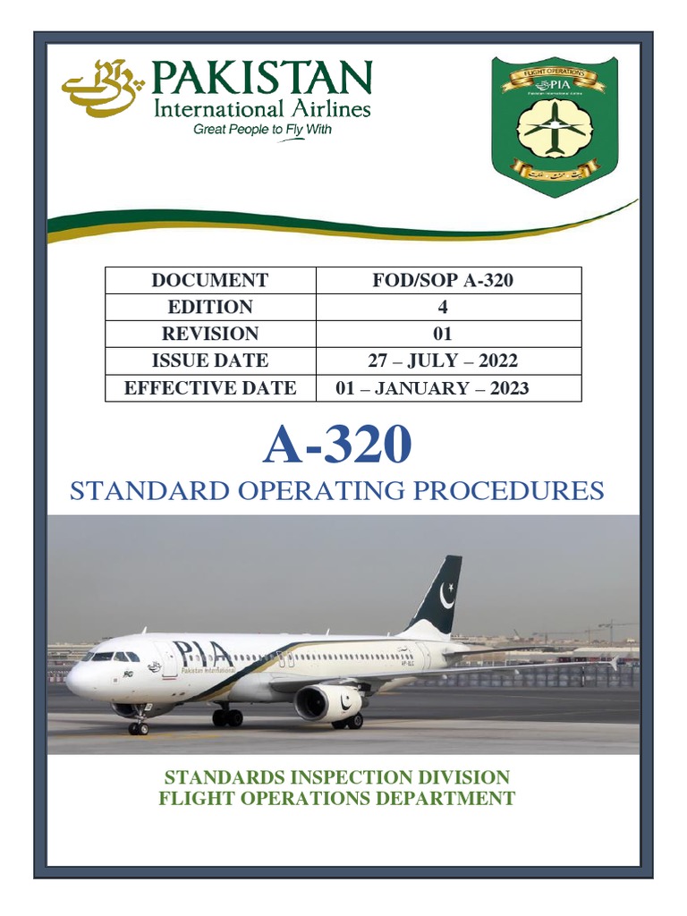 Pia A320 Sop Ed4 Rv1 Effective Jan 2023 | PDF | Aircraft | Aerospace