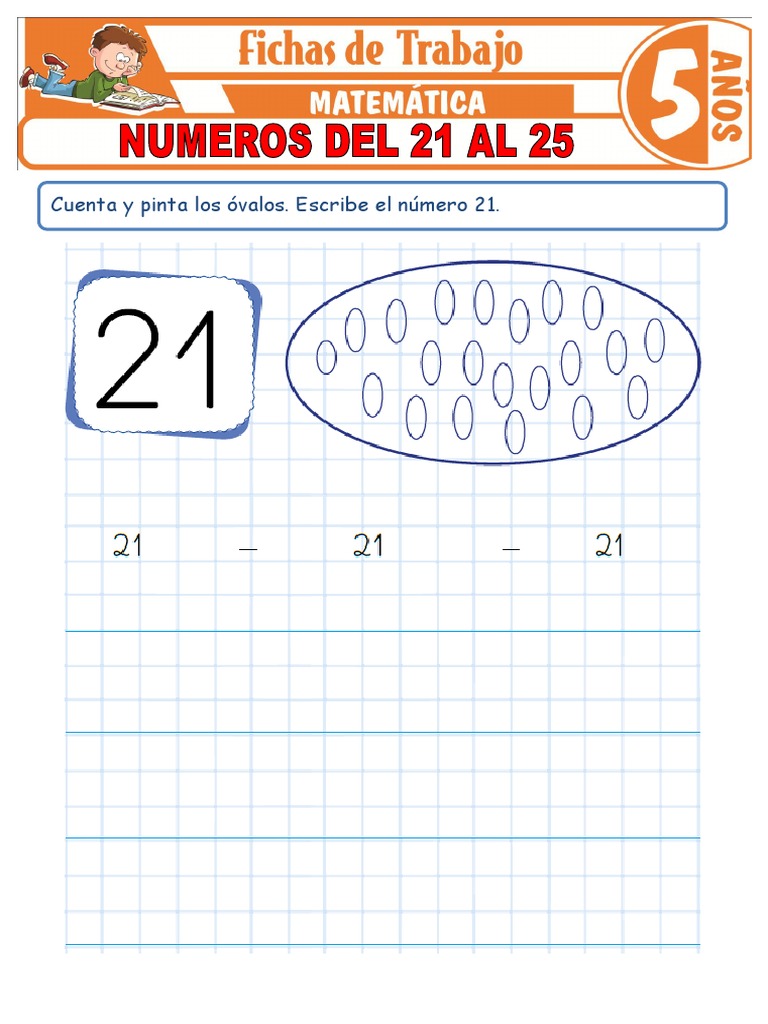 Actividades de Números 21 a 25 para Preescolar | PDF | Arte