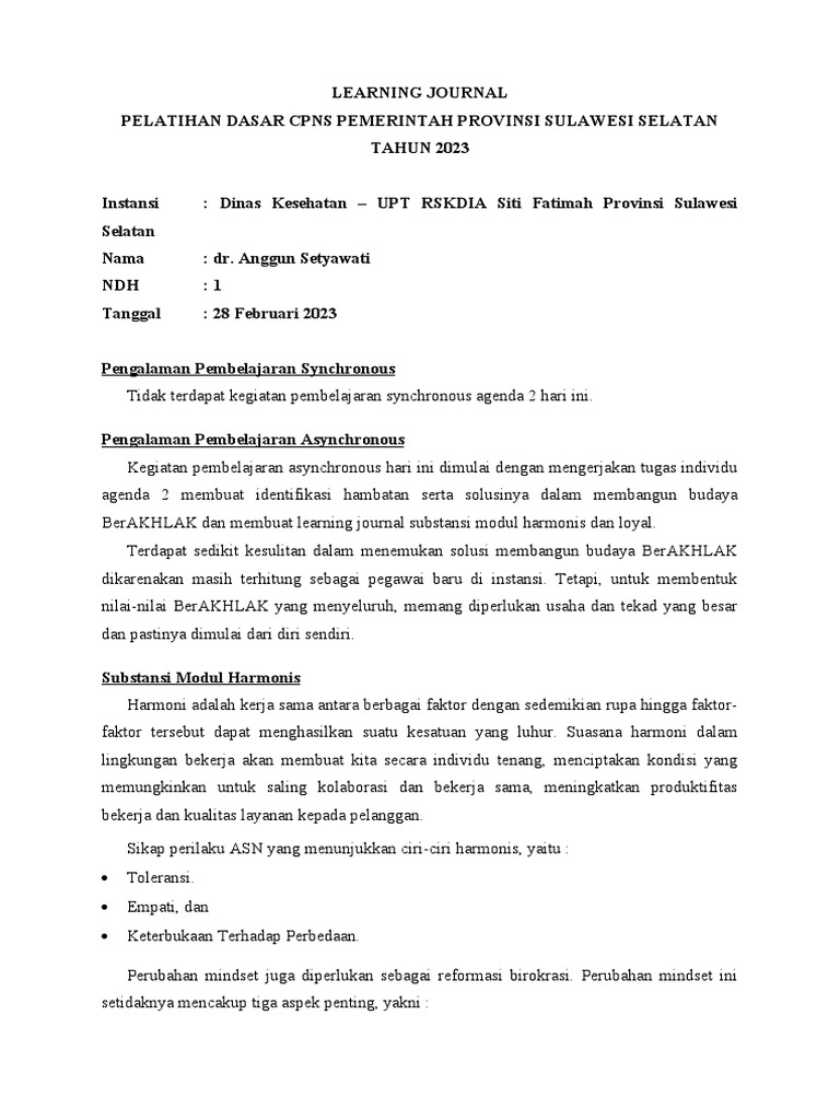 TUGAS 2 Learning Journal Harmonis-Loyal | PDF