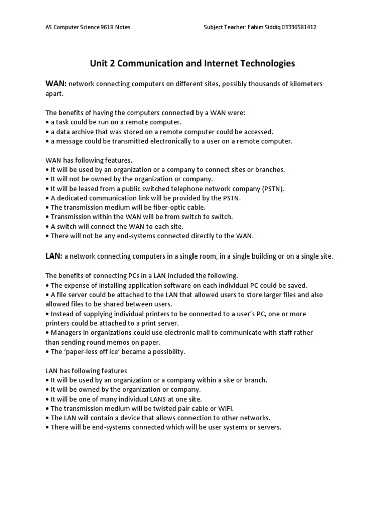 A Level CS CH 2 9618 | PDF | Network Topology | Computer Network