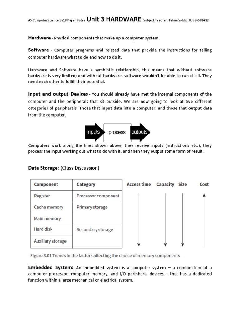 A Level CS CH 3 9618 | PDF | Hard Disk Drive | Read Only Memory