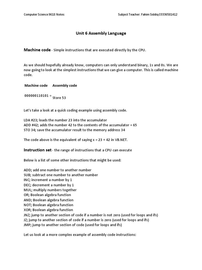 A Level CS CH 6 9618 | PDF | Assembly Language | Office Equipment
