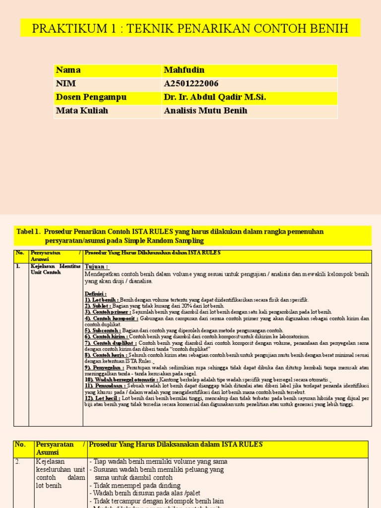 Pengambilan Sampling ISTA | PDF