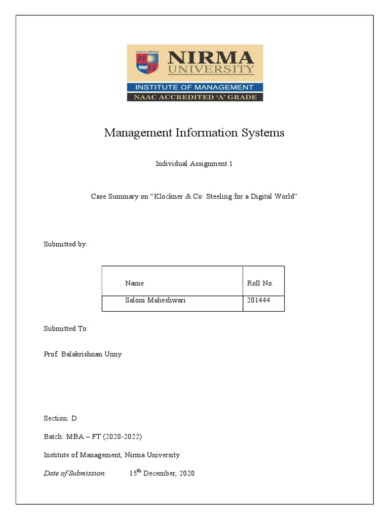 MIS - 201444 - Saloni Maheshwari | PDF | Economies | Business