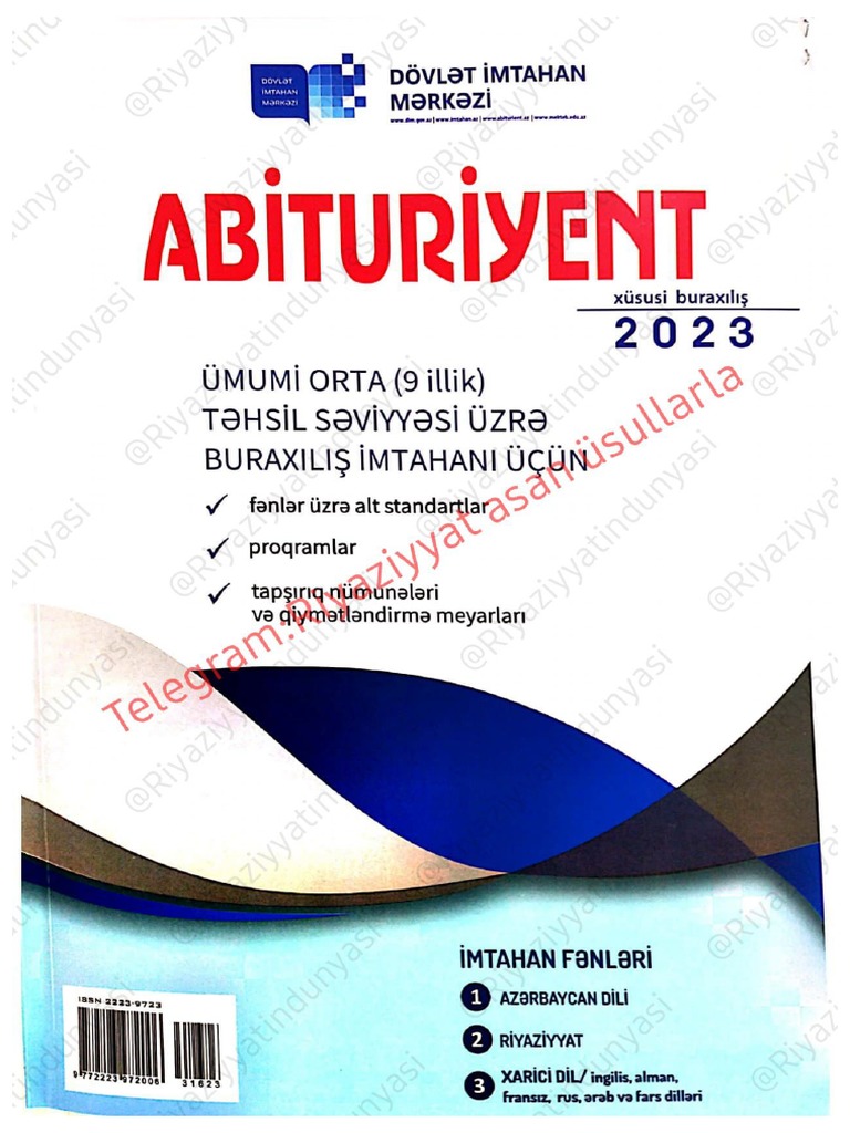 9cu Sinif Riyaziyyat Buraxılış 2023 Model Suallar | PDF