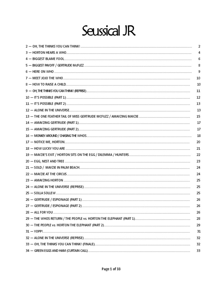 Seussical Bilingual Script v1 | PDF | Dr. Seuss