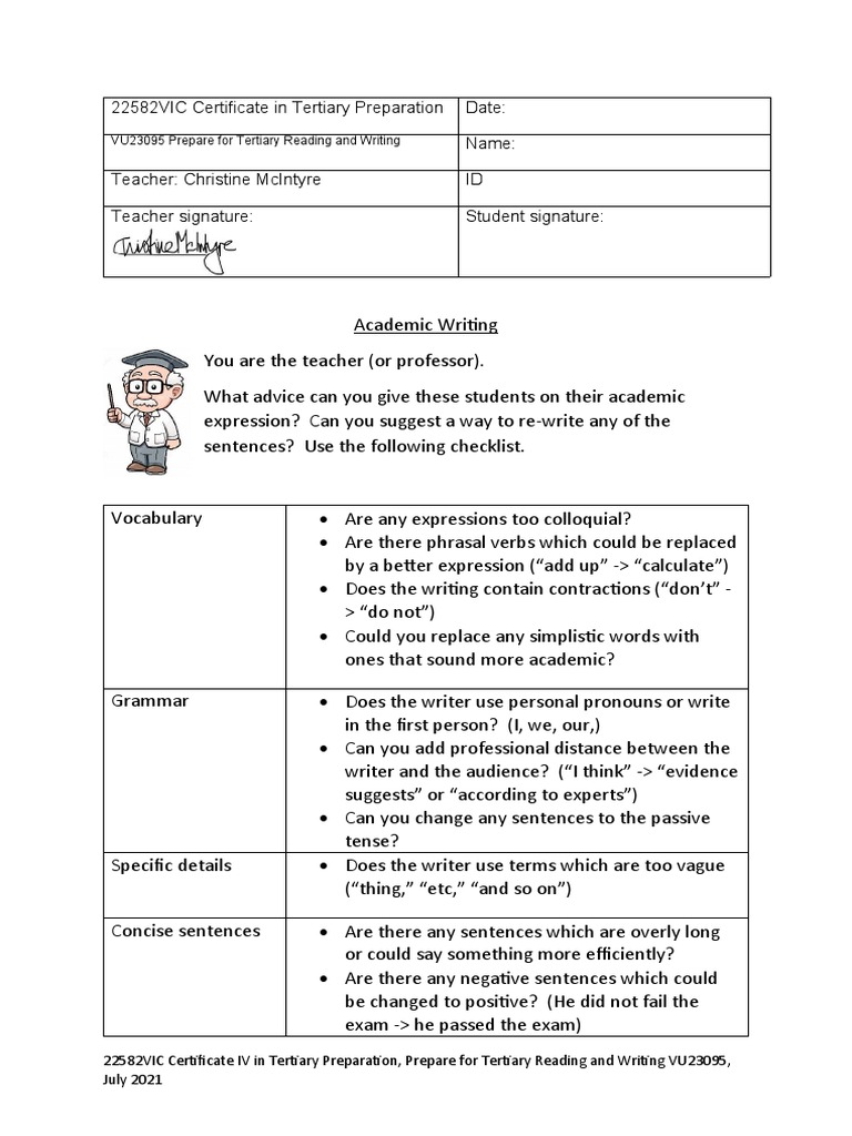 Academic Writing Student Copy1 | PDF | Verb | Sentence (Linguistics)
