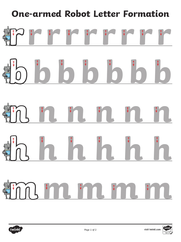 One Armed Robot Letter Formation | PDF