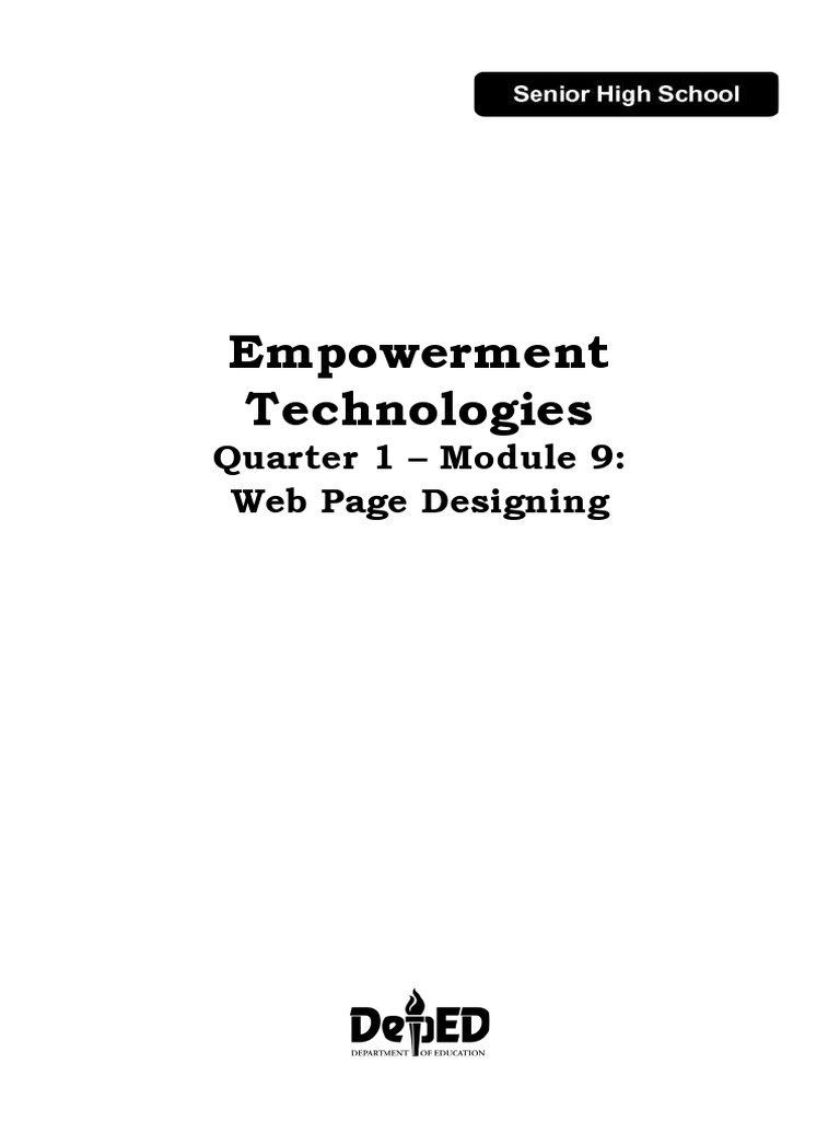 ADMSHS Emp Tech Q1 M9 WebpageDesigning | PDF | Html | World Wide Web