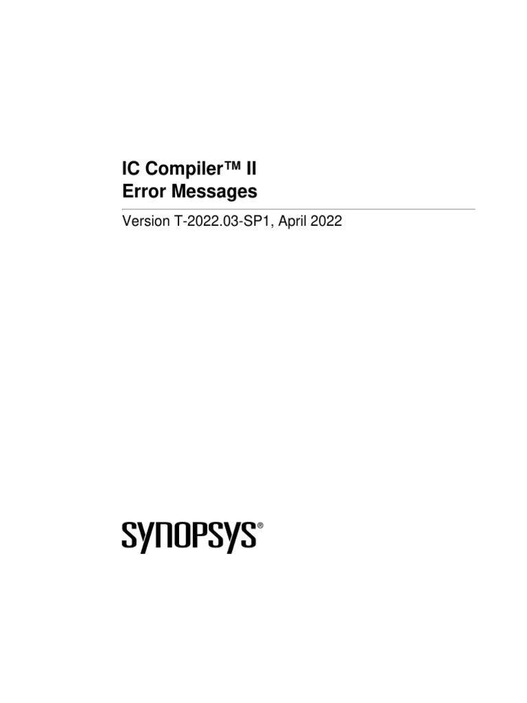 IC Compiler™ II Error Messages | PDF | License | Proprietary Software