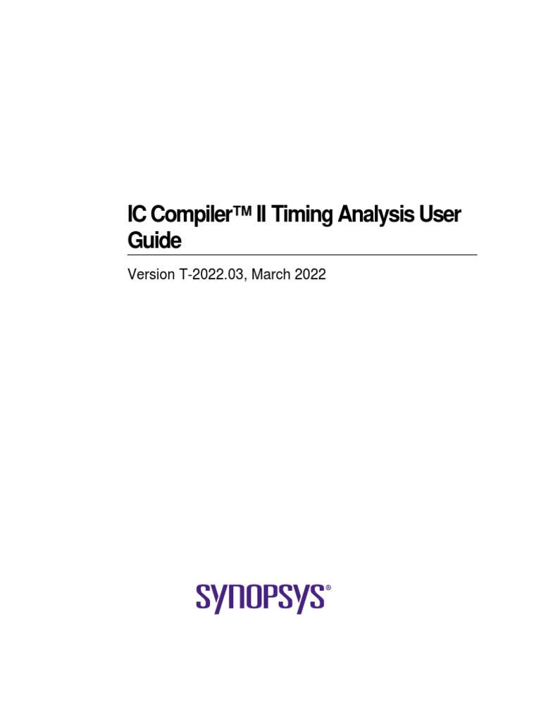 Ic Compiler™ Ii Timing Analysis User Guide Pdf License Free Software 