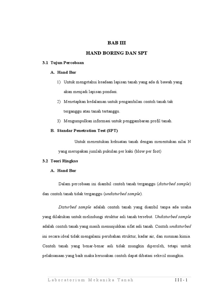 Bab Iii - Handbor Dan SPT | PDF | Sains & Matematika