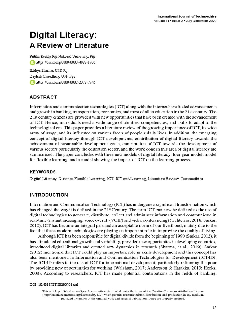 Digital Literacy A Review of Literature | PDF | Web 2.0 | Educational ...