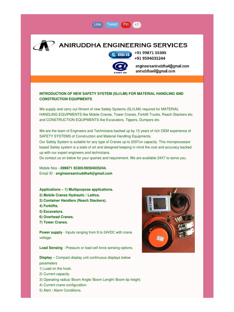 SLI - LMI For Material Handling and Construction Equipments | PDF ...