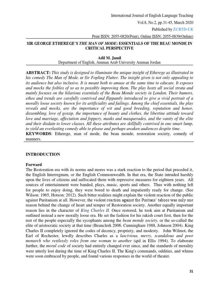 The-Man-Of-Mode Features of Restoration Comedy | PDF