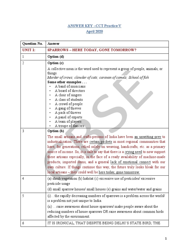 ANSWER KEY CCT V - April 2020 | PDF | Magnetism
