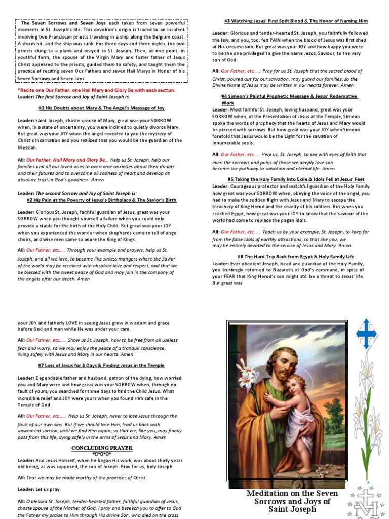 Seven Sorrows and Joys of St. Joseph | PDF | Saint Joseph | Jesus