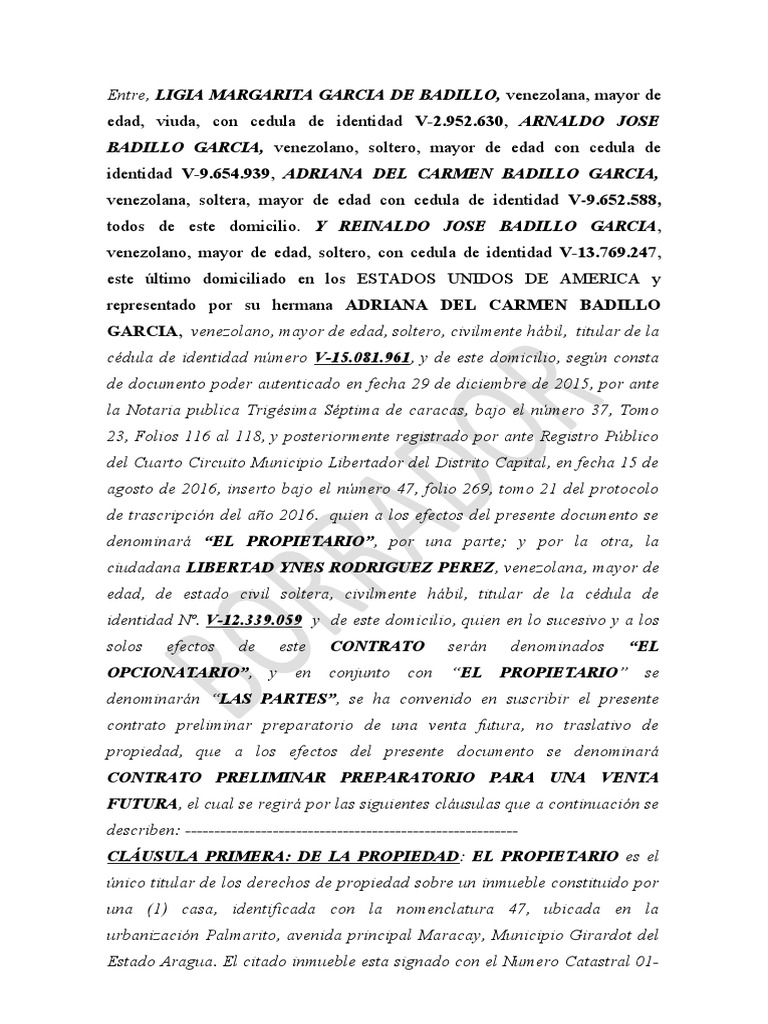 Contrato Preliminar Preparatorio de Una Compra Venta | PDF | Daños y perjuicios | Propiedad