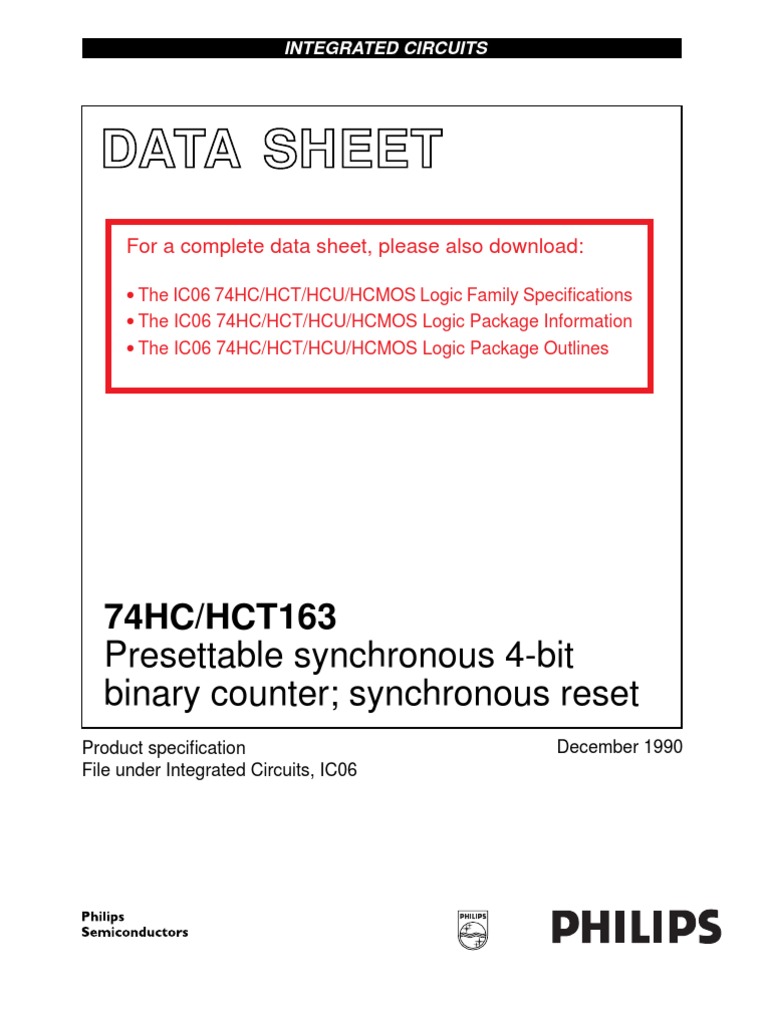 74HC/HCT163 4-Bit Binary Counter Data Sheet | PDF | Electrical Circuits ...