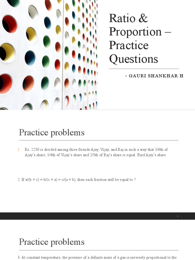 Ratio And Proportion Practice Questions Pdf