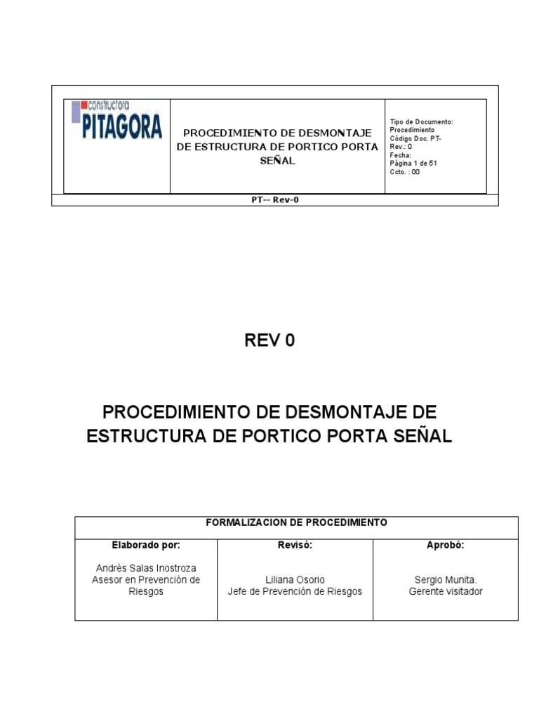 Desmontaje de Pórtico Porta Señal | PDF